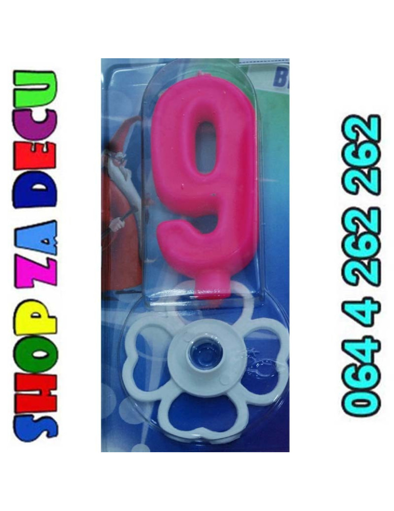 Magična svećica broj 9 roze