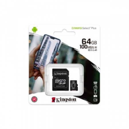 Micro SD Kingston 64GB Canvas Select Plus SDCS264GB +adapter Class10