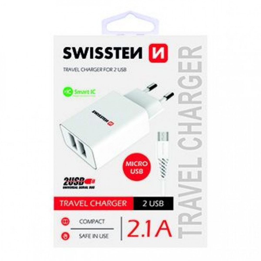 SWISSTEN Kucni Punjac 2.1A 2xUsb Micro (Bela) *R