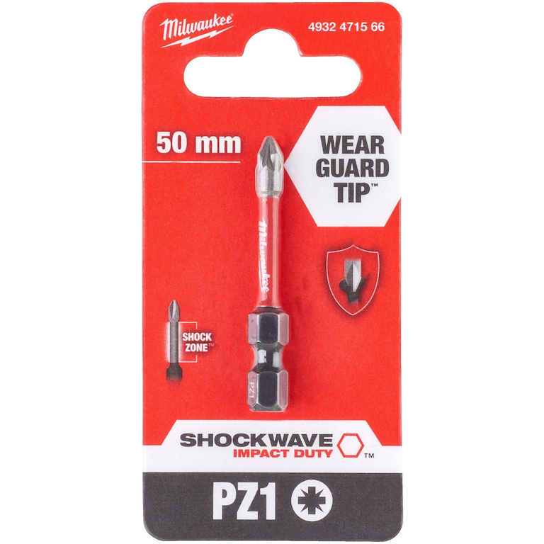 Milwaukee – Udarni bit za udarne odvrtače, PZ1 x 50 mm, Shockwave – 4932471566