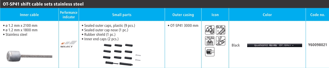 BUŽIR I SAJLA MENJAČA SHIMANO SET, BUŽIR SP41 3000MM BLACK, SAJLA 1800/2100MM SUS