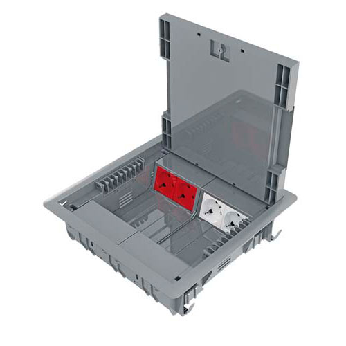 Kutija podna DK-MX 1 za module 250×250, 16 modula siva