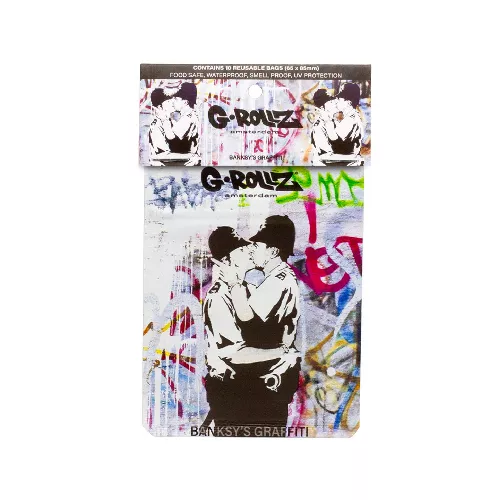 ZIP G-ROLLZ |Banksy’s ‘Cop on Cop’ Smellproof Bags – 10pcs – 65x85mm