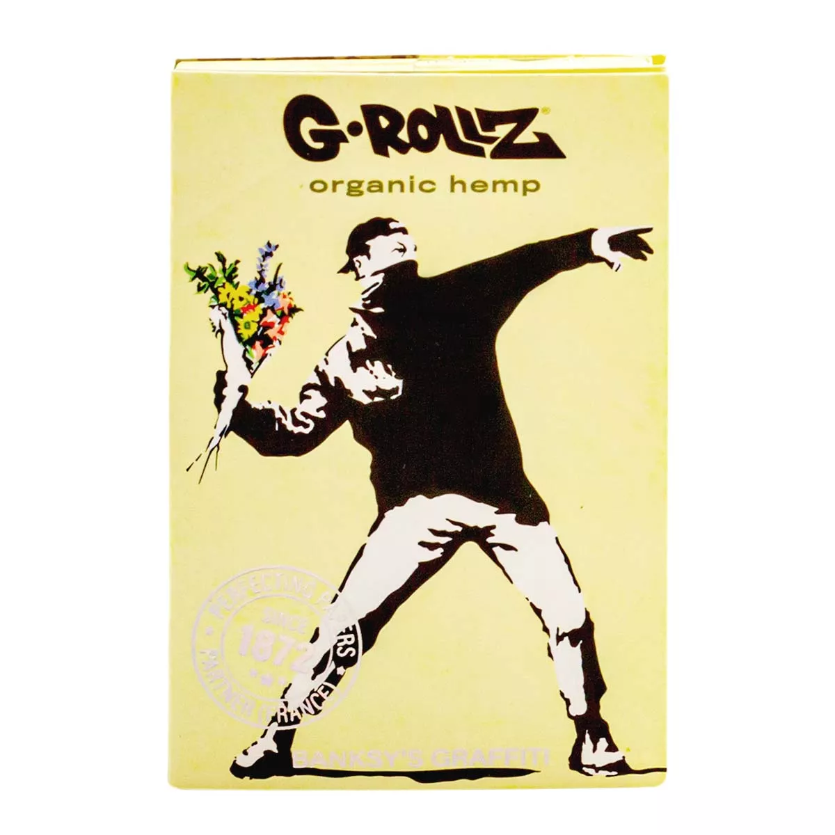 G-ROLLZ | Banksy’s Graffiti – Org. Hemp Extra Thin – 50 ‘1 1/4’ Papers + Tips&Tray