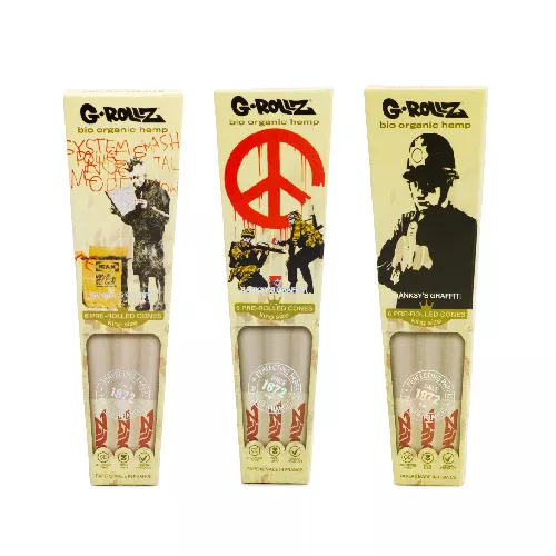 G-ROLLZ | Banksy’s Graffiti – Organic Hemp Extra Thin – 6 KS Cones