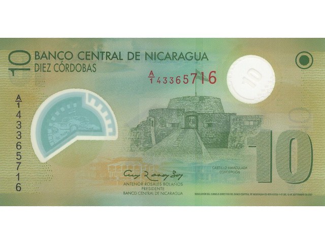 NICARAGUA Nikaragva 10 Cordobas 2012 UNC, P-201a Polyme