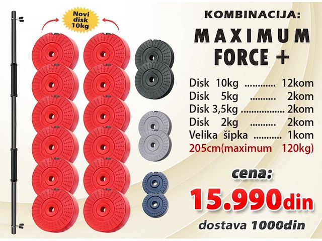 Tegovi set: šipka i tegovi / tegovi - diskovi 141kg