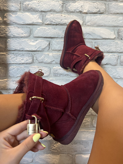 Bordo čizme imitacija UGG • PRIRODNO KRZNO •