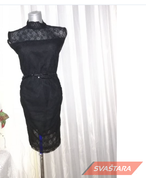 Crna čipka haljina polurolka