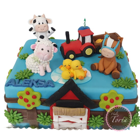 Pravougaona torta traktor i farma