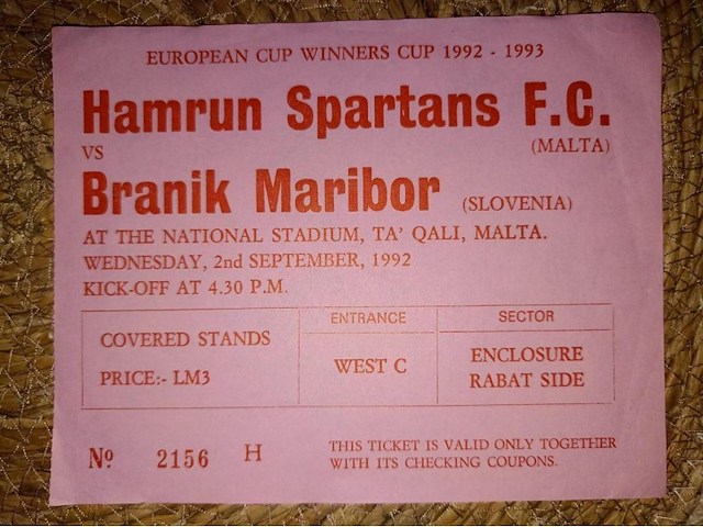 Hamrun Spartans Malta - Branik Maribor 02.09.1992.