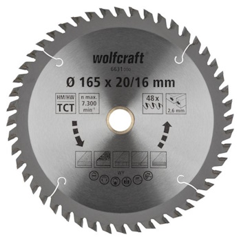 Wolfcraft kružna testera za ručne cirkulare HM ø165x20-16x2.6mm 6631000