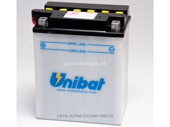 Akumulator UNIBAT 12V 14Ah sa kiselinom CB14L-A2SM desni plus (134x89x166) 190A AK45