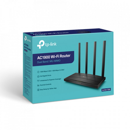 Wireless Router TP-LINK Archer C80, AC1900, 4x GLAN Port, 4 antene