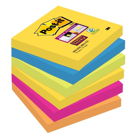 Post-it Super Sticky 76 x 76 mm, RIO, 90L, 6-pack 3M