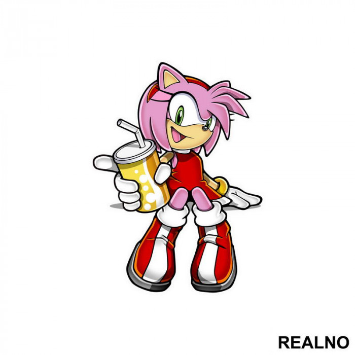 AMY ROSE - PIJE SOK - SONIC - NALEPNICA