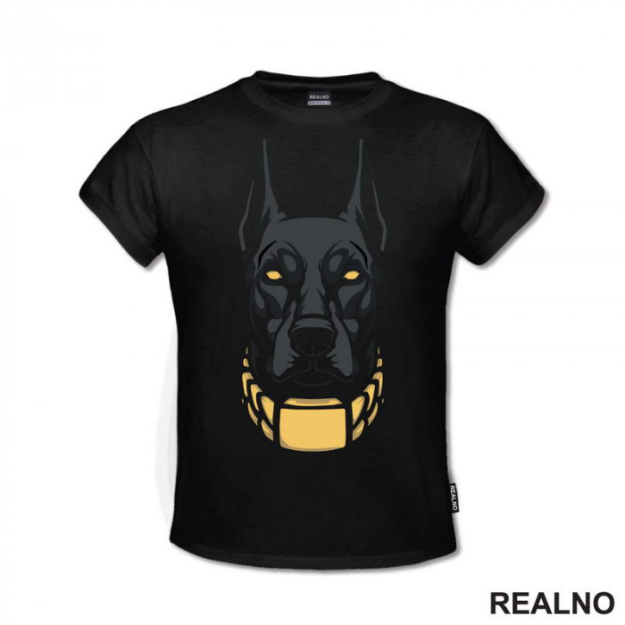 BLACK DOBERMAN - OUTLINES - DARK - PAS - DOG - MAJICA