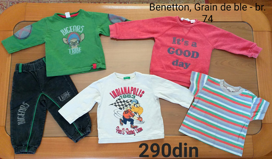 Benetton pantalone majice za bebe dečake br. 74