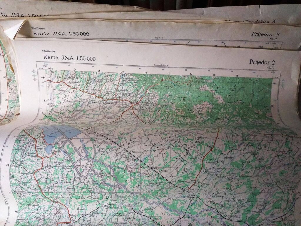 Topografske karte JNA oko 160 komada (može zamena) Razmera 1:50 000 i