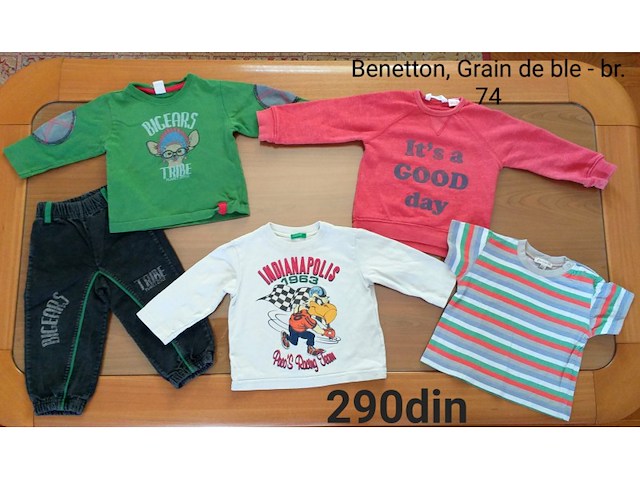 Benetton pantalone majice za bebe dečake br. 74