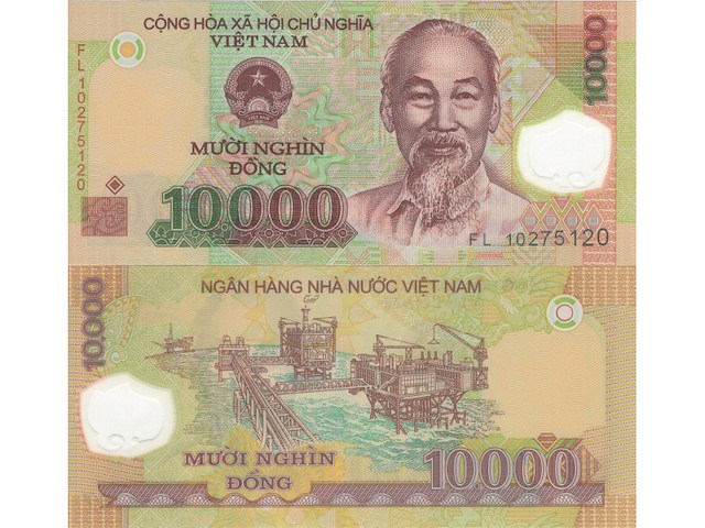 VIETNAM 10.000 10000 Dong 2010 UNC, P-119 Polymer