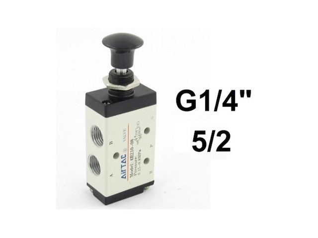Pneumatski razvodnik ručni dugme 5/2 G1/4 (oko 12.7mm)
