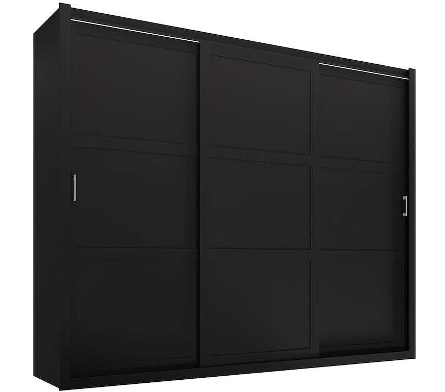 Frama klizni ormar 3 vrata 255x60x206 cm crni/srebrne ruckice