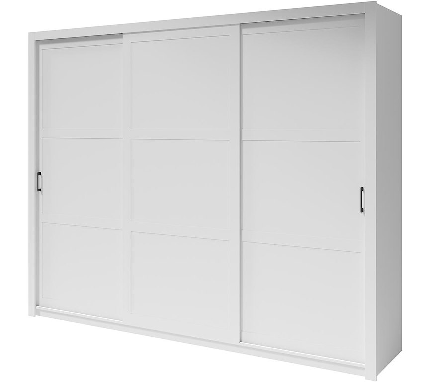 Frama klizni ormar 3 vrata 255x60x206 cm beli/crne ruckice