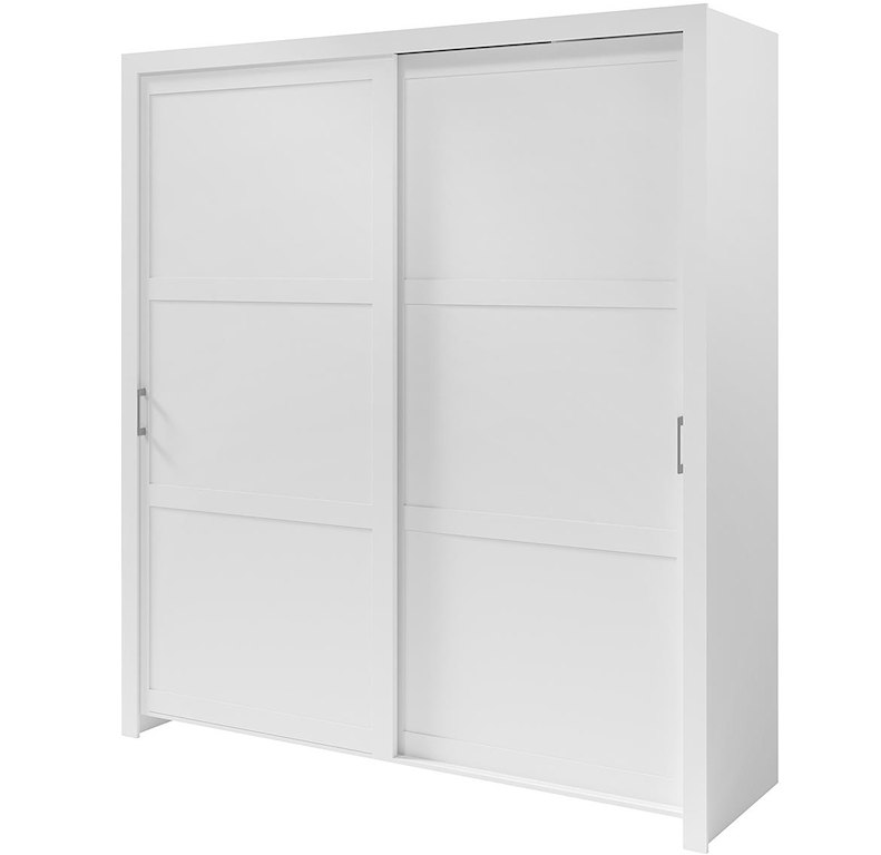 Frama klizni ormar 2 vrata 185x60x206 cm beli/srebrne ruckice