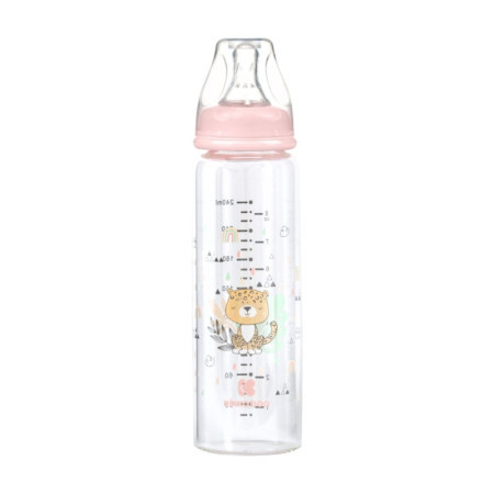 KikkaBoo flašica staklena Savanna 240ml pink ( KKB21117 )