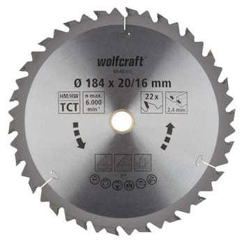 Wolfcraft kružna testera za ručne cirkulare HM ø184x20-16x2.4mm 6646000