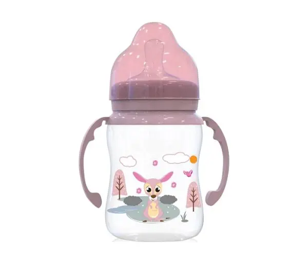 LORELLI Flašica za bebe sa ručicama Wide neck 250 ml roze