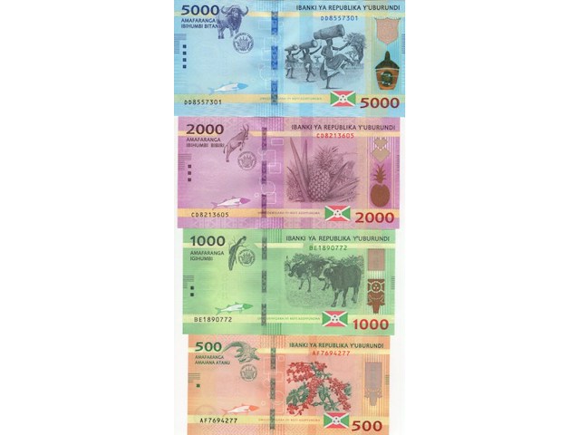 BURUNDI set 500, 1000, 2000 i 5000 Francs 2018/21 UNC