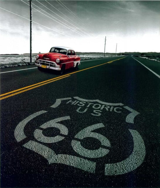 Route 66, uramljena slika 55 x 65 cm