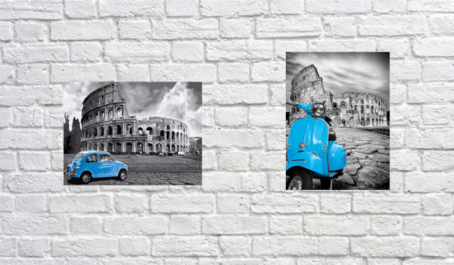 Blue Colosseum, dve uramljene slike 30x40cm svaka