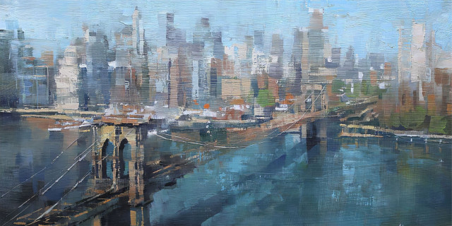 Brooklyn bridge New York city , uramljena slika 50x100cm