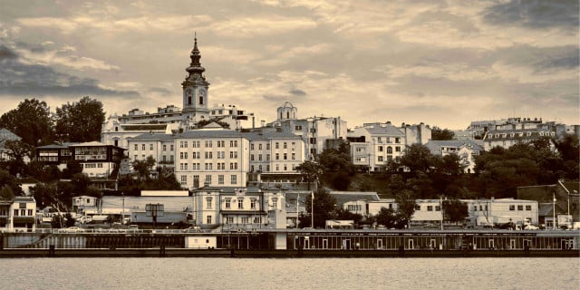 Pogled sa pristanista Sepia, uramljena slika 50x100 cm