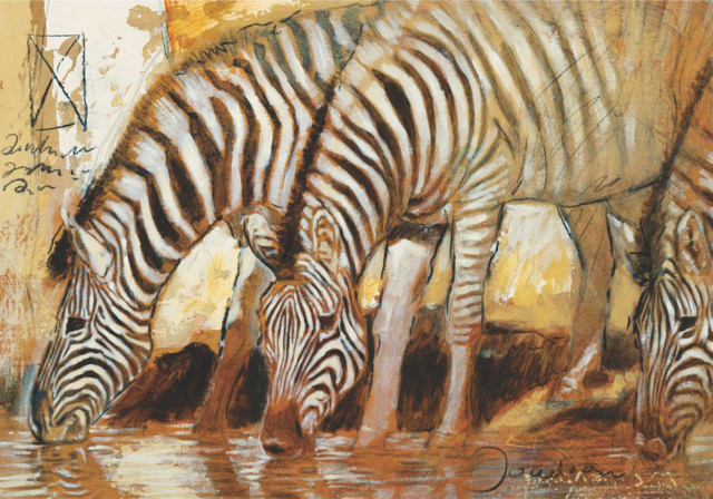 Zebre , uramljkena slika 70x100cm