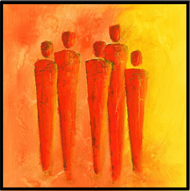 Slika red peoples, uranmljena slika 70x70cm