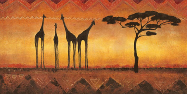 Žirafe u Namibiji, uramljena slika 50 x 100 cm