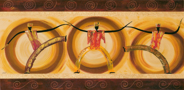 Afrički plesači, uramljena slika 50 x 100 cm