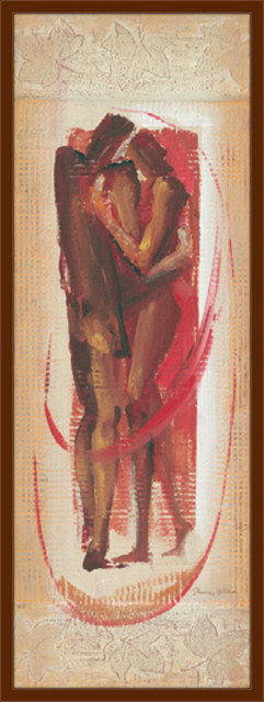 Spoj crvenih figura, uramljena slika 30x70cm