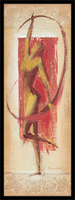 Cvetna crvena figura, uramljena slika 30 x 70 cm