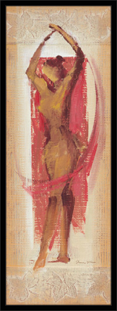 Izražajna crvena figura, uramljena slika 30 x 70 cm