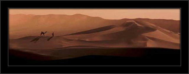 Peščane pustinjske dine, uramljena slika 35 x 100 cm