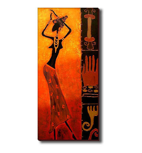 Devojka igra afrički ples, uramljena slika 30x70cm