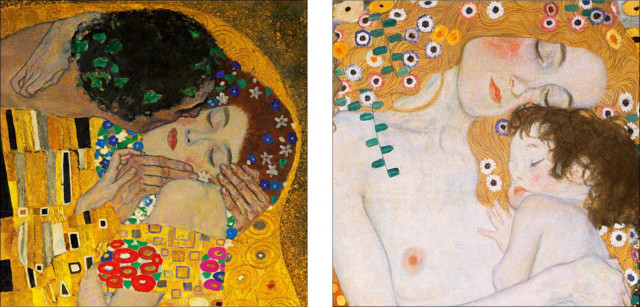 G. Klimt- Kiss and Mother and child,, dve uramljene slike 50x50cm svaka