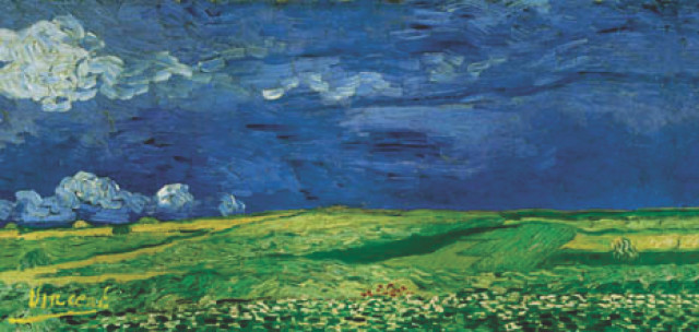 Wheatfield under thunderclouds, V.Gogh (1890.), uramljena slika 30x70cm