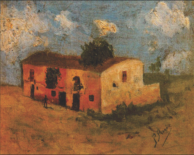 Pablo Picasso, House in the field 1893, uramljena slika 40x50cm