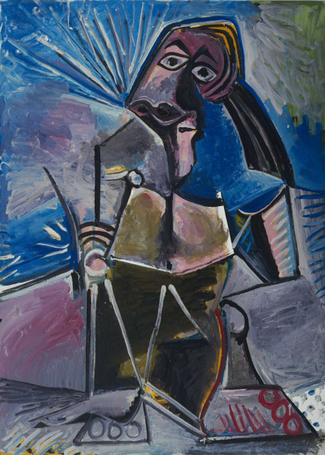 Pablo Picasso, At work, uramljena slika 40x50cm